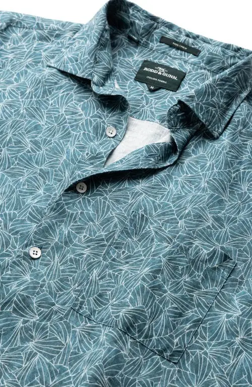 Rodd & Gunn Whitlaker Leaf Print Short Sleeve Linen Button-up Shirt