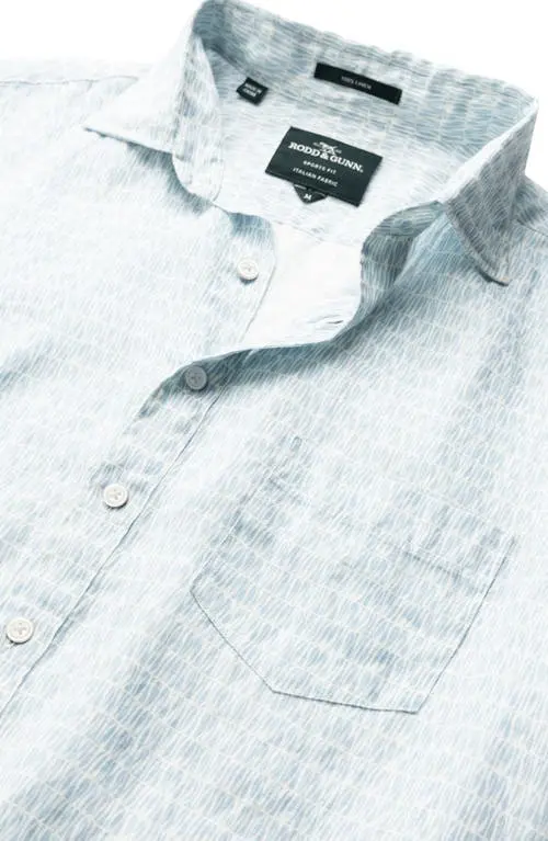 Rodd & Gunn Glenene Sports Fit Microprint Short Sleeve Linen Button-up Shirt - Dusk