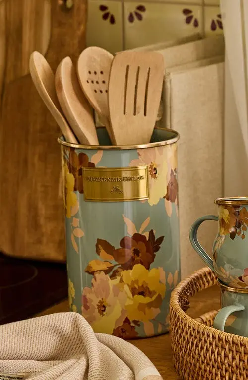 MACKENZIE-CHILDS Wild Rose Slate Utensil Holder