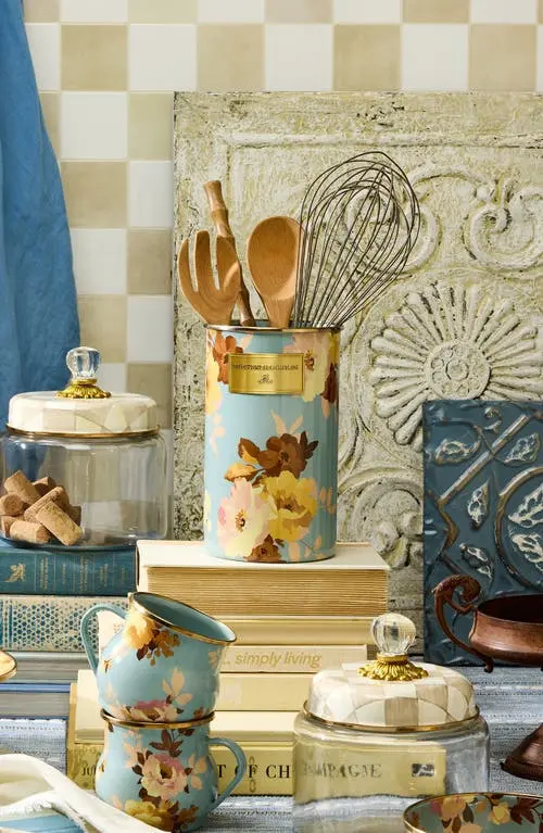 MACKENZIE-CHILDS Wild Rose Slate Utensil Holder