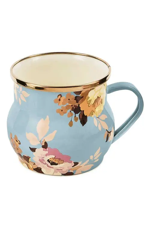 MACKENZIE-CHILDS Wild Rose Slate Enameled Steel Mug - Blue