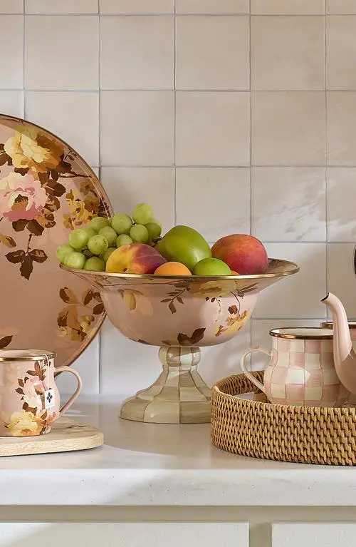 MACKENZIE-CHILDS Wild Rose Large Compote - Mauve