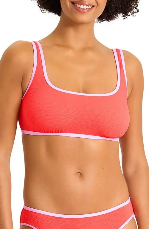 Tommy Bahama Island Cays Cabana Contrast Binding Upf 50+ Bikini Top - Citrus Coral