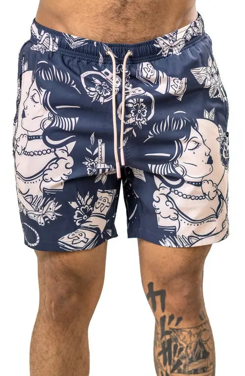 MACEOO Printed Swim Trunks - Black