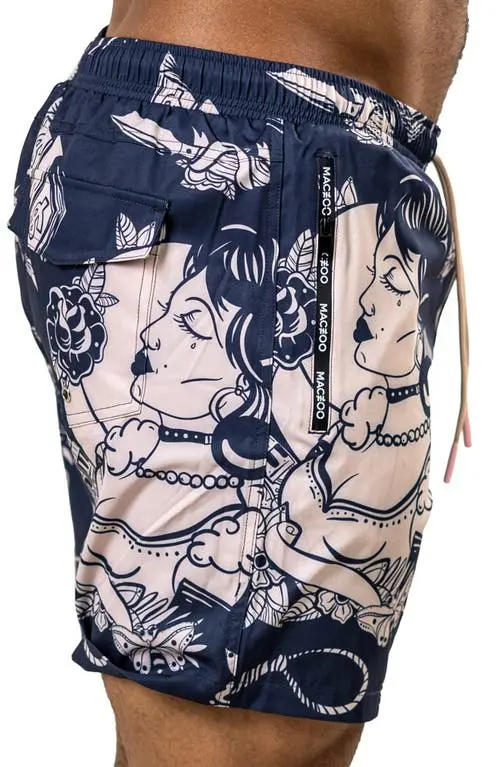 MACEOO Printed Swim Trunks - Black