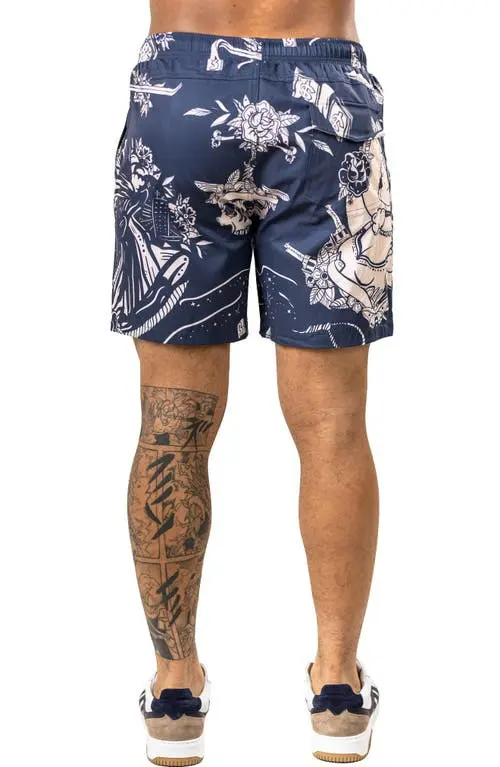 MACEOO Printed Swim Trunks - Black