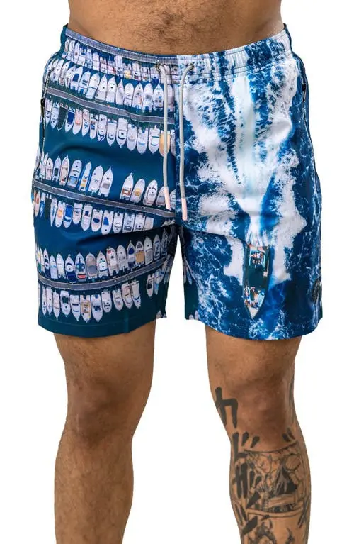 MACEOO Marthyr Print Swim Trunks - Blue
