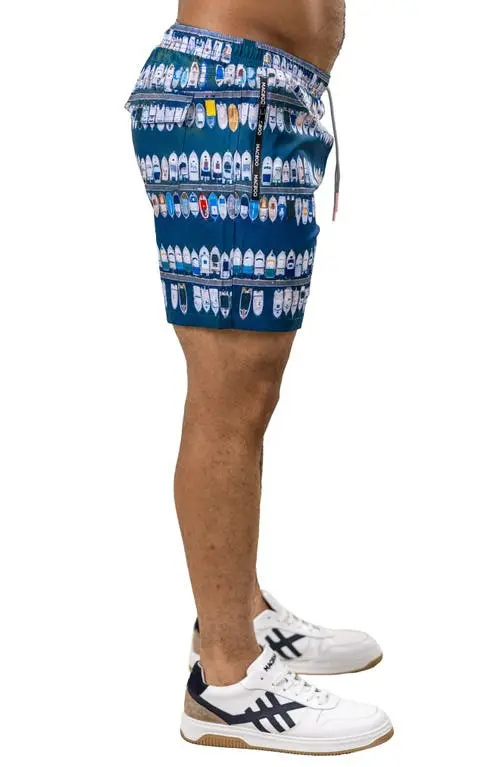 MACEOO Marthyr Print Swim Trunks - Blue