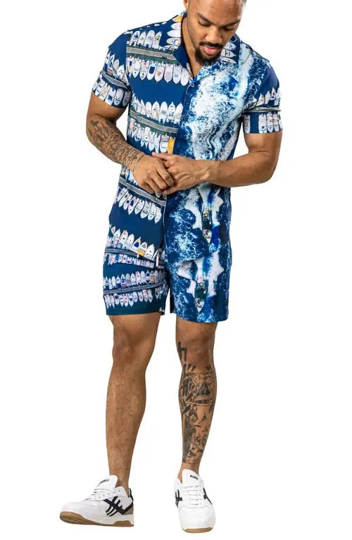 MACEOO Marthyr Print Swim Trunks - Blue