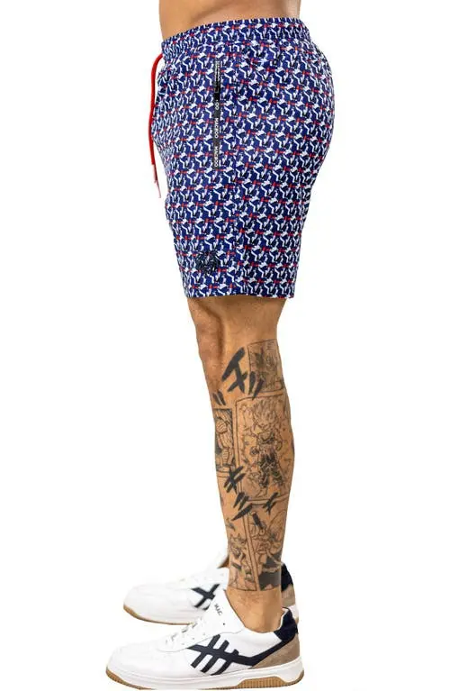 MACEOO Printed Swim Trunks - Blue