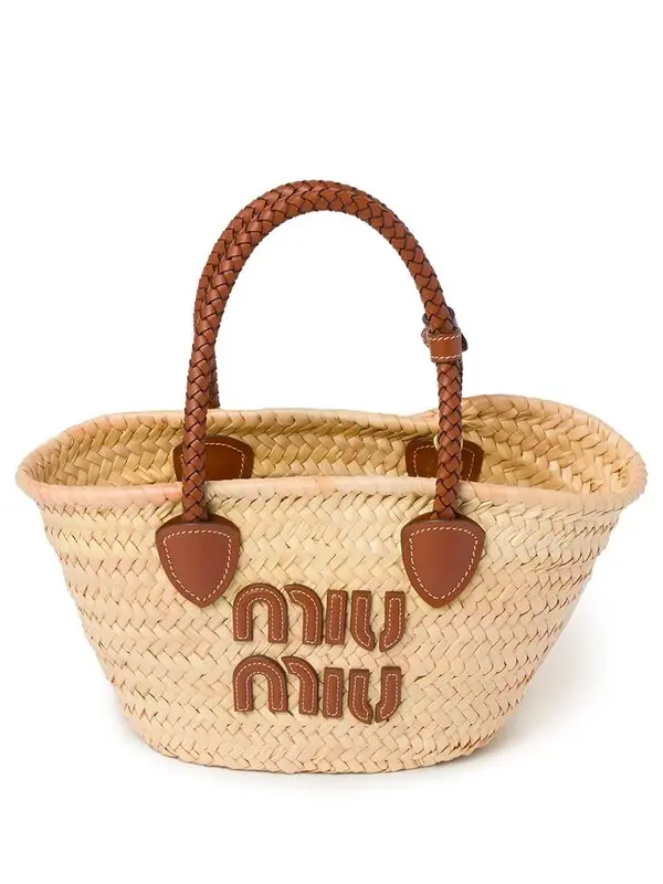 Miu Miu Tote Bag With Leather Trim - Nude & Neutrals
