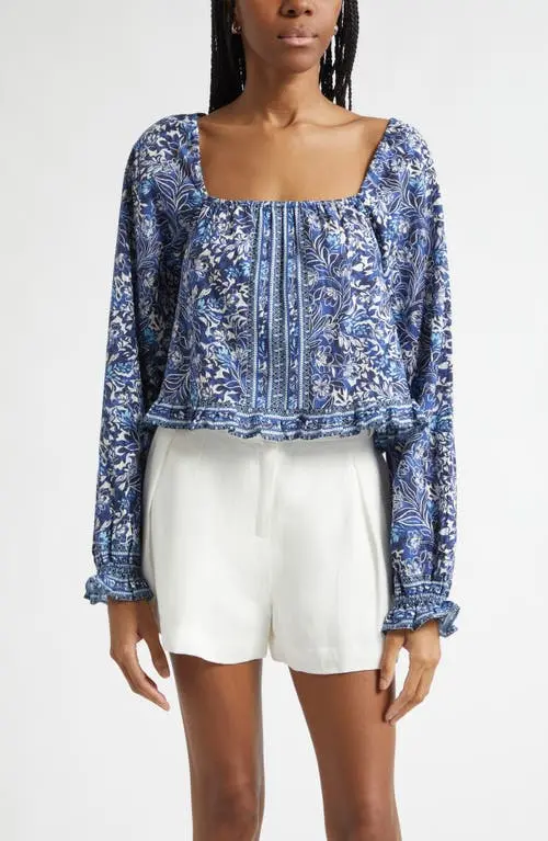 Ramy Brook Farah Floral Crop Pullover - Navy Floral