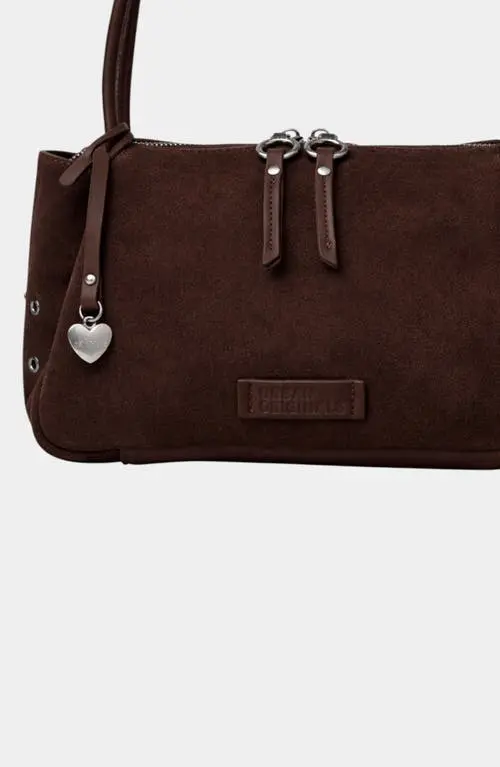 URBAN ORIGINALS Suede Shoulder Bag - Chocolate