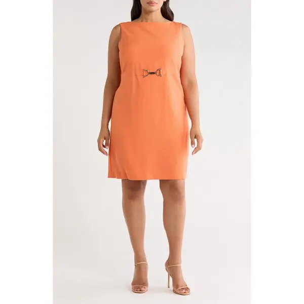 KASPER Buckle Belted Sheath Dress - Mandarin