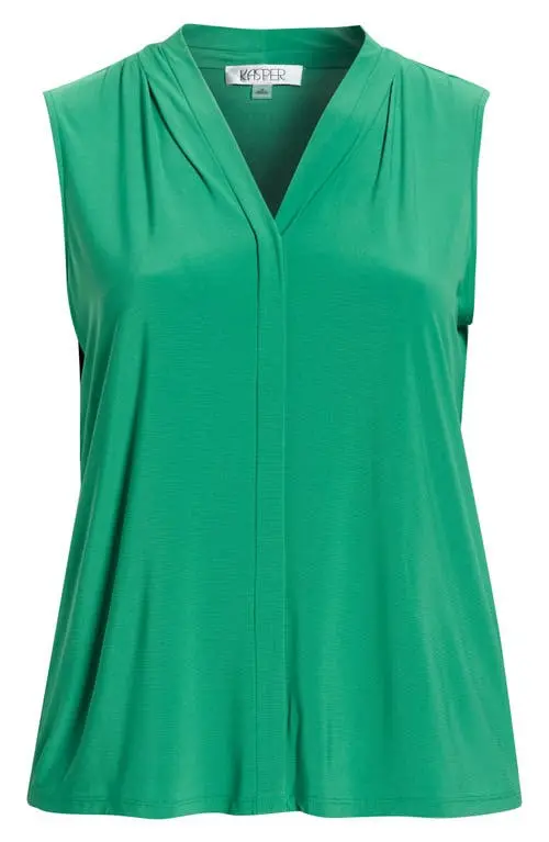 KASPER Sleeveless Pleat Front Top - Lush Green