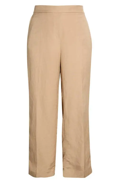 KASPER The Audrey Pull-on Straight Leg Linen Blend Pants - Toasted Wheat