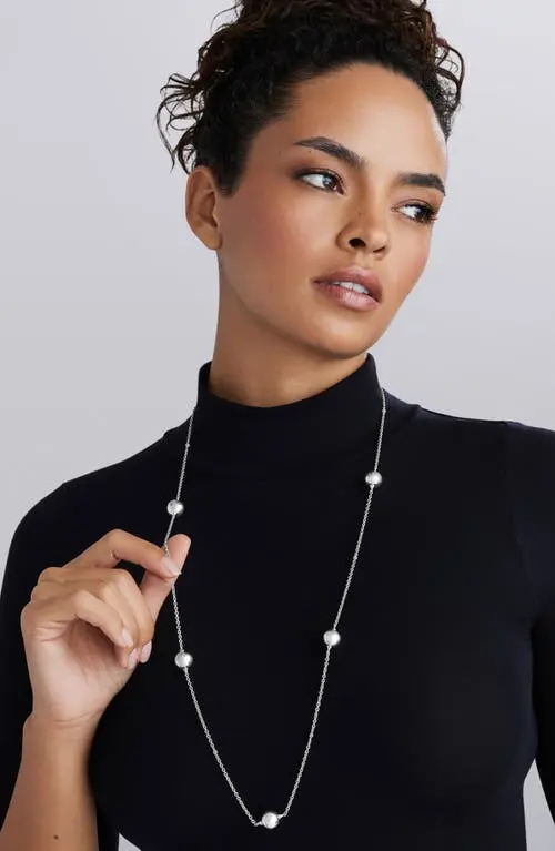 Lagos Caviar Bubble Station Chain Necklace - Silver