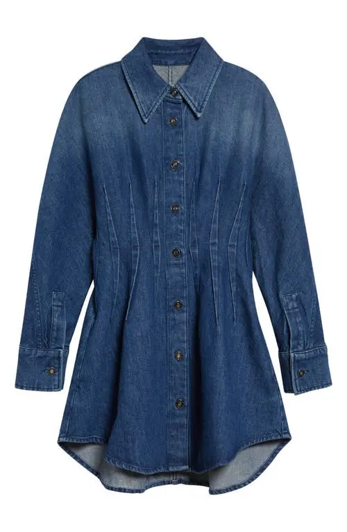 Givenchy Long Sleeve Denim Cocoon Mini Shirtdress - Medium Blue
