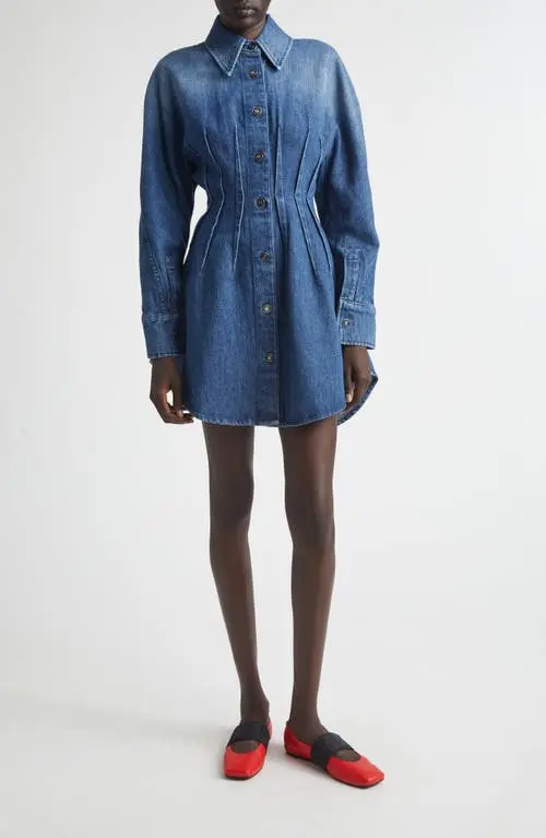 Givenchy Long Sleeve Denim Cocoon Mini Shirtdress - Medium Blue