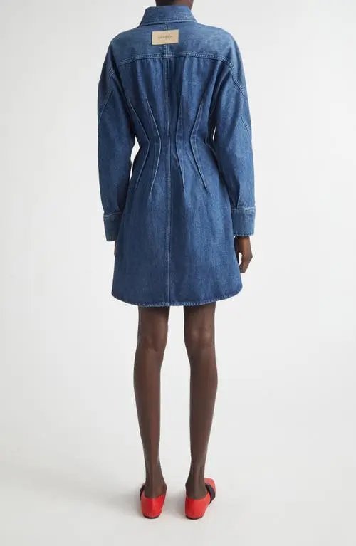Givenchy Long Sleeve Denim Cocoon Mini Shirtdress - Medium Blue