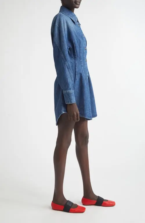 Givenchy Long Sleeve Denim Cocoon Mini Shirtdress - Medium Blue