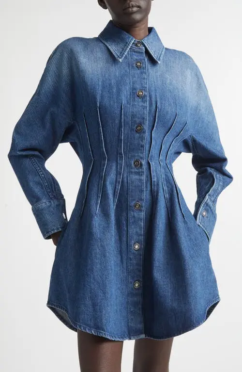Givenchy Long Sleeve Denim Cocoon Mini Shirtdress - Medium Blue