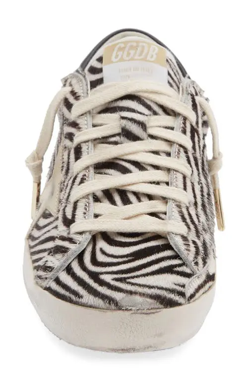 GOLDEN GOOSE Super-star Zebra Print Calf Hair Sneakers - White/black/platinum