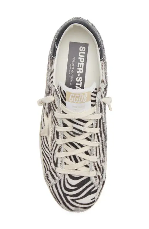 GOLDEN GOOSE Super-star Zebra Print Calf Hair Sneakers - White/black/platinum