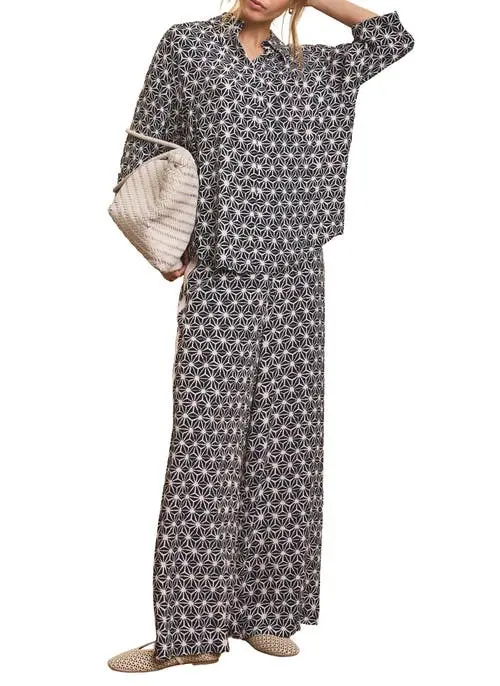 Mint Velvet Geometric Print Wide Leg Trousers