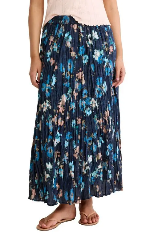 NIC+ZOE Floral Cotton Crinkle Maxi Skirt - Indigo Multi