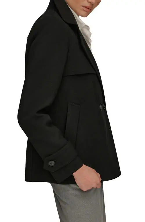 Donna Karan New York Double-breasted Crepe Coat - Black