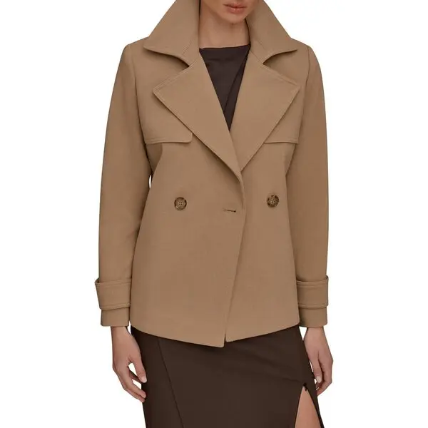 Donna Karan New York Double-breasted Crepe Coat - Light Camel