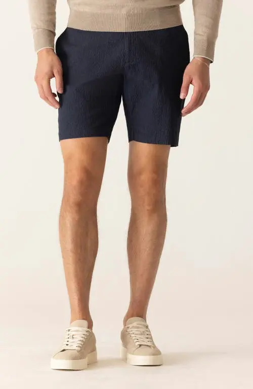 DEKE Oasis Supernatural Stretch Seersucker Bermuda Shorts - Indigo Mini Check