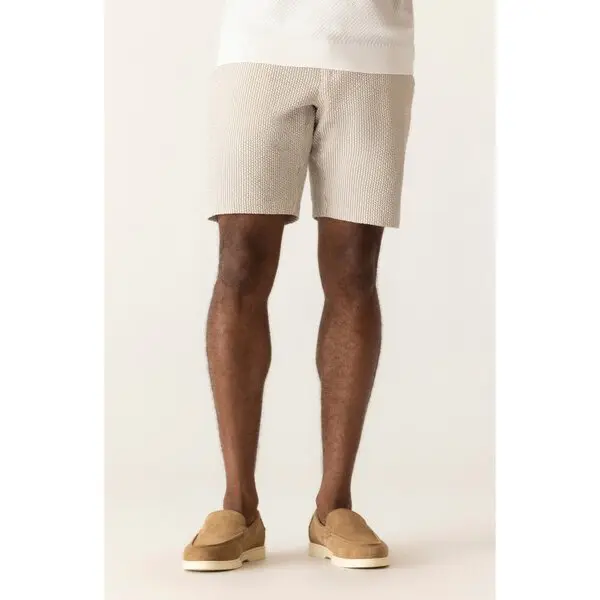 DEKE Oasis Supernatural Stretch Seersucker Bermuda Shorts - Sand/white