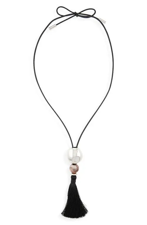LELET NY Zoe Tassel Necklace - Rhodium