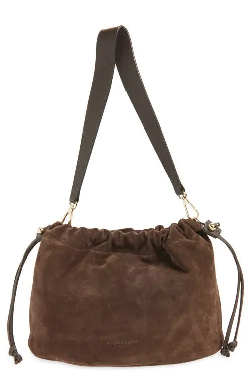 Strathberry Midi Suede Drawstring Handbag - Chocolate
