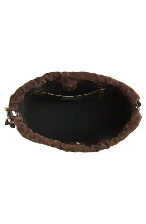 Strathberry Midi Suede Drawstring Handbag - Chocolate
