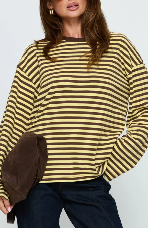 Princess Polly Striped Oversized T-shirt - Brown