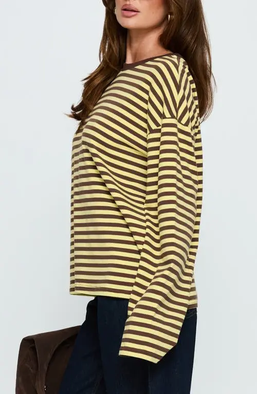 Princess Polly Striped Oversized T-shirt - Brown