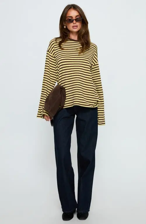 Princess Polly Striped Oversized T-shirt - Brown