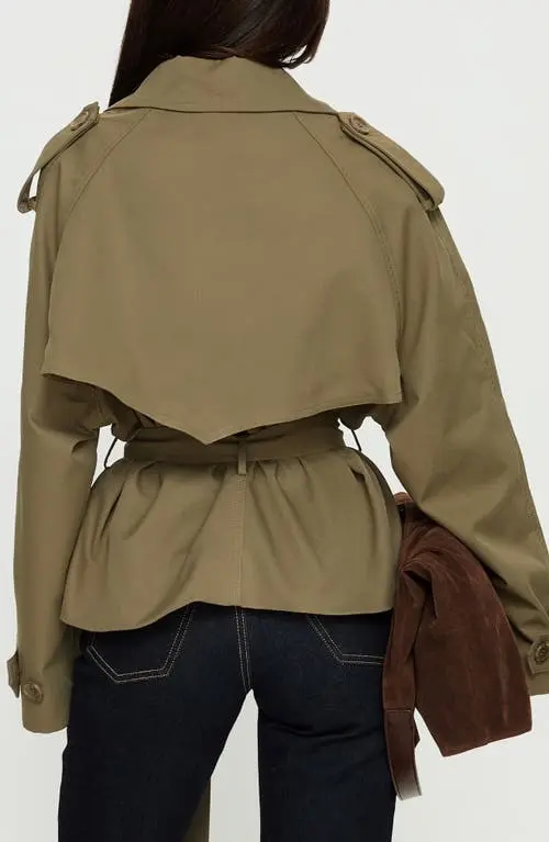 Princess Polly Eldora Double Breasted Belted Crop Trench Coat