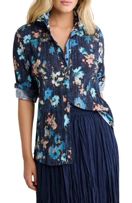 NZ BY NIC AND ZOE Floral Button-up Crinkle Shirt