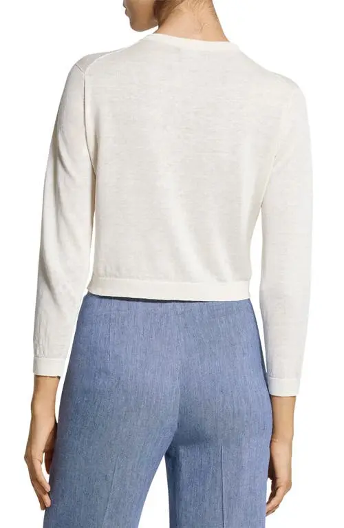 Theory Linen-blend Crop Cardigan - Bone