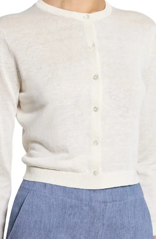 Theory Linen-blend Crop Cardigan - Bone