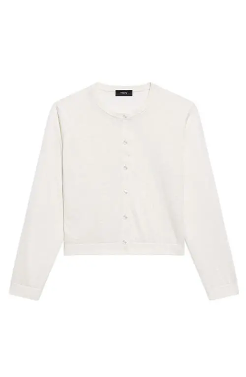 Theory Linen-blend Crop Cardigan - Bone