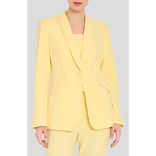 TAHARI ASL Shawl Collar Button Blazer - Buttercup