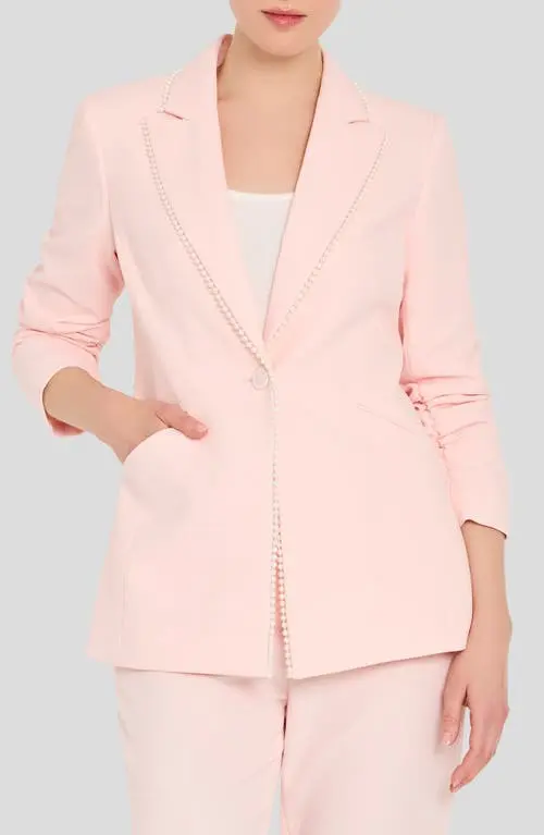 TAHARI ASL Pearly Trim Notched Lapel Blazer - Tea Rose
