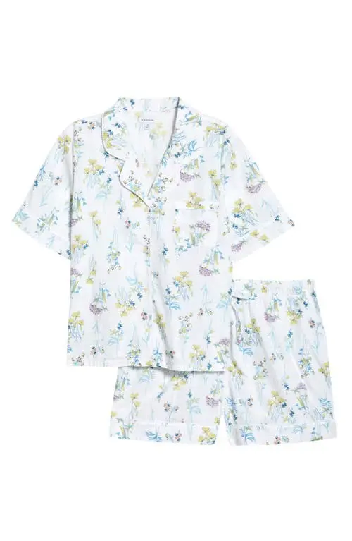 Nordstrom Classic Shirting Short Pajamas - Ivory- Blue Botanical Stems