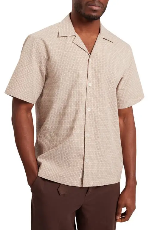 Ted Baker London Merrick Geo Print Cotton Camp Shirt - Beige