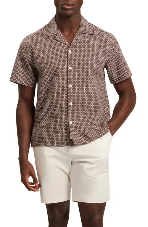 Ted Baker London Merrick Geo Print Cotton Camp Shirt - Brown